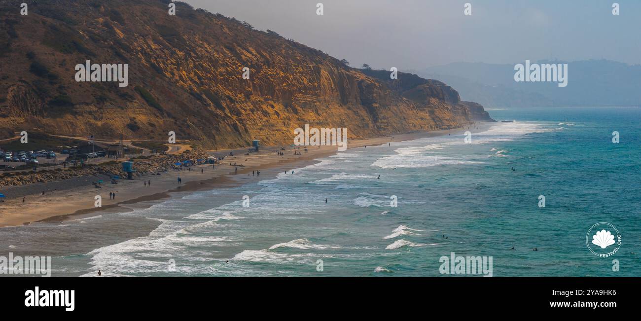Aerial View of Torrey Pines State Beach and Cliffs in San Diego Stock ...