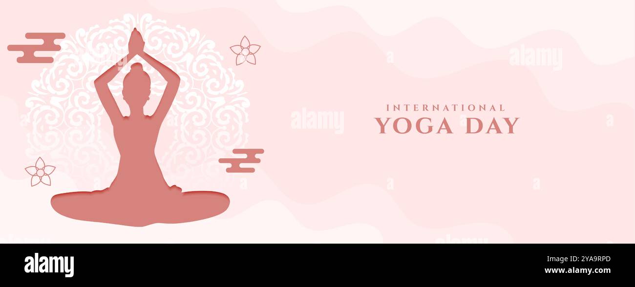 paper cut style international yoga day banner for fitness and health ...