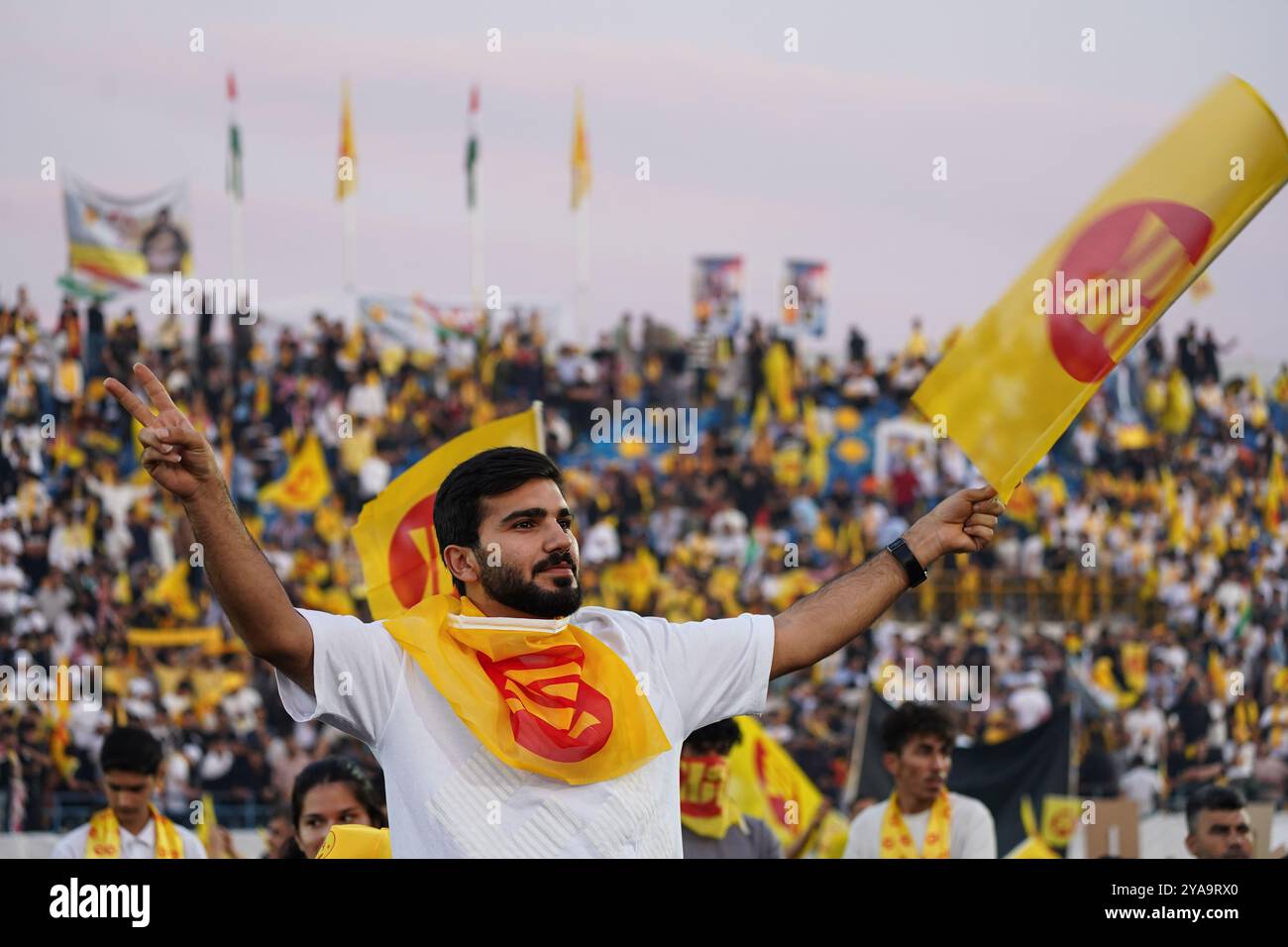 Duhok, Iraq. 12th Oct, 2024. Supporter of the Kurdistan Democratic ...