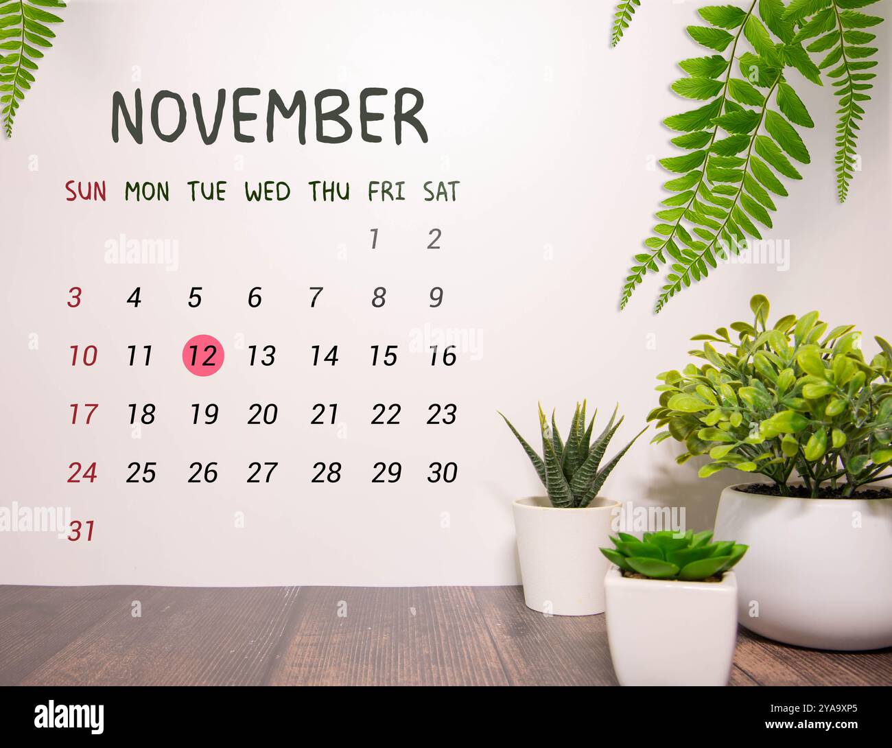 Wooden blocks calendar shows November 12 date, 3D animation Stock Photo ...