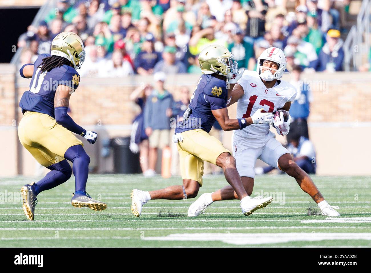 South Bend, Indiana, USA. 12th Oct, 2024. Stanford wide receiver Elic ...