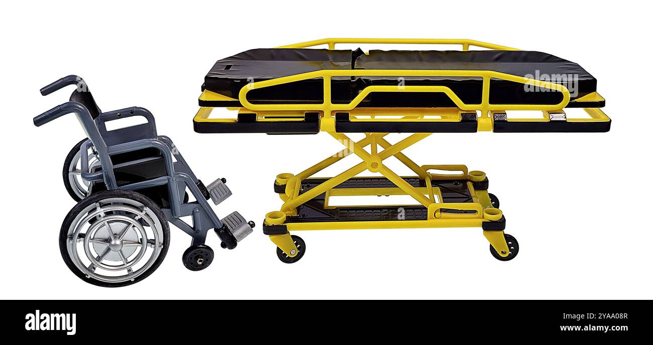 Hospital Medical Gurney for Transporting Patients in black and yellow ...