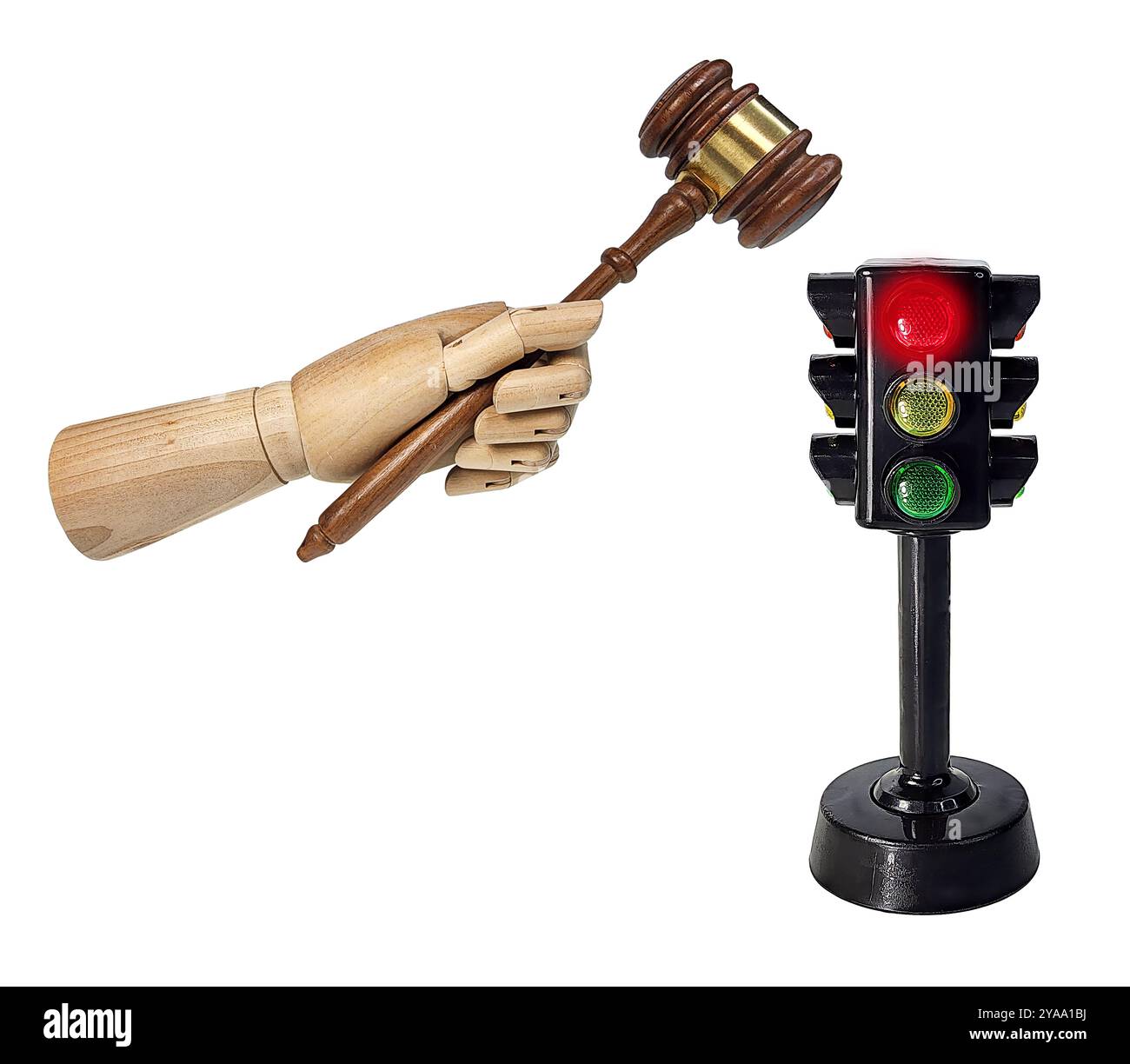 Traffic light with red, yellow and green lights viewed straight on with ...