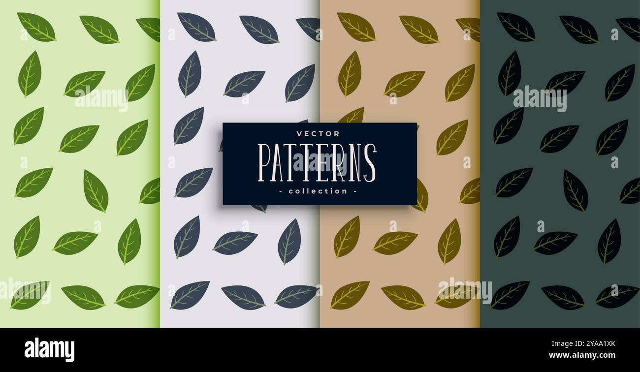 collection of small leaves pattern in various shades background Stock ...