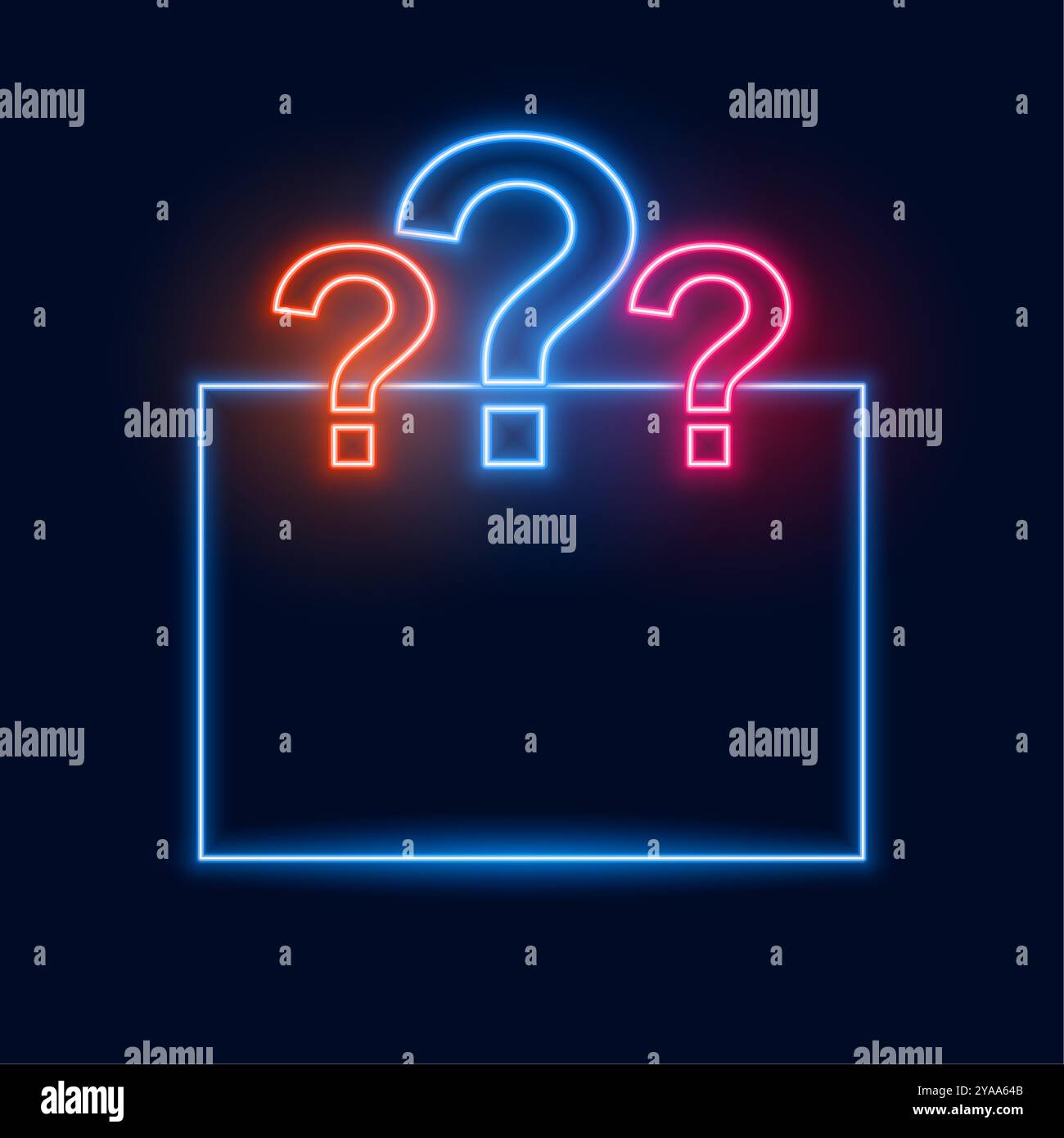glowing neon question mark sign background with blank space vector ...