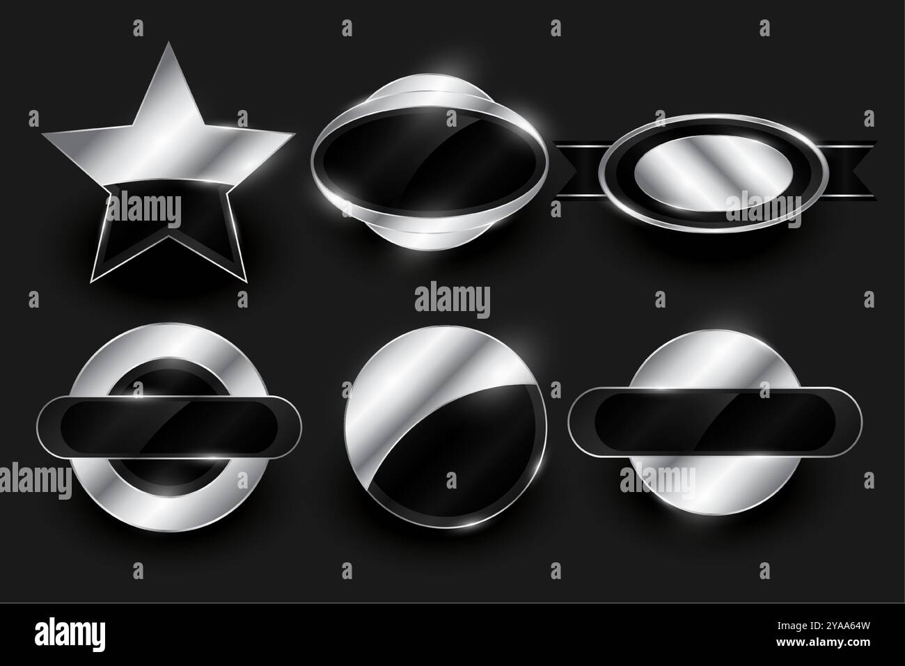 eye catching silver badge element banner in collection of six vector ...