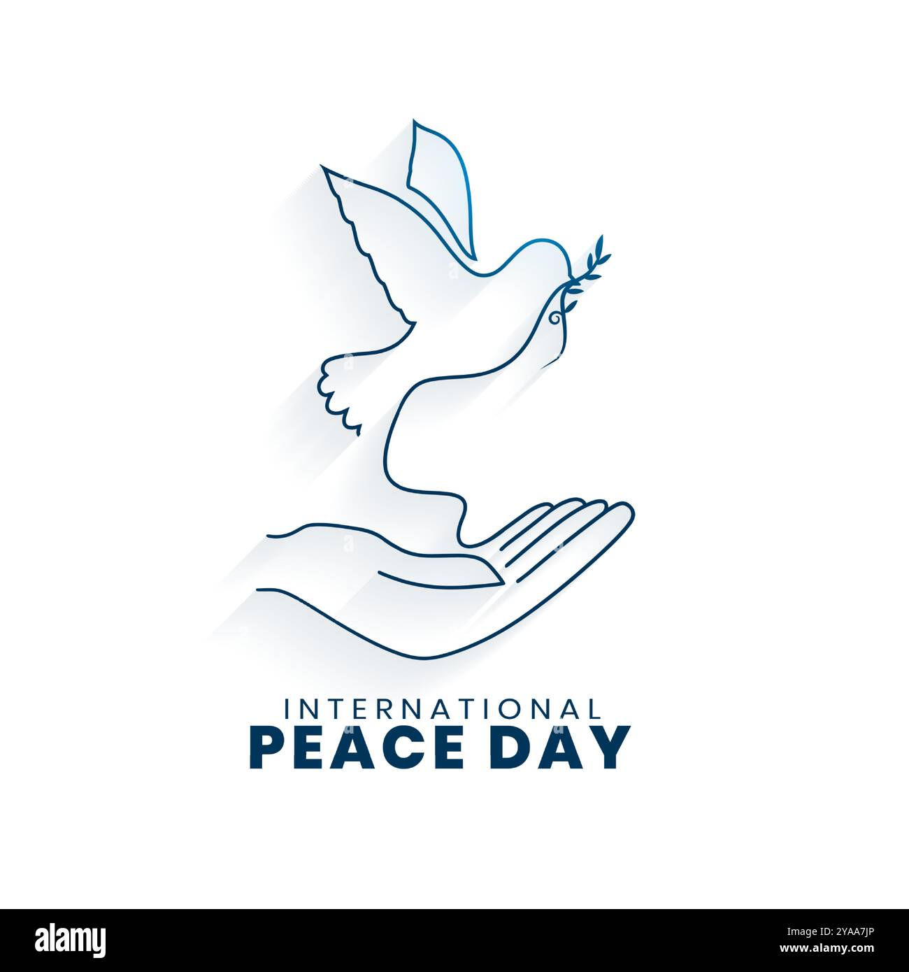 creative world peace day poster with line art dove bird and olive ...