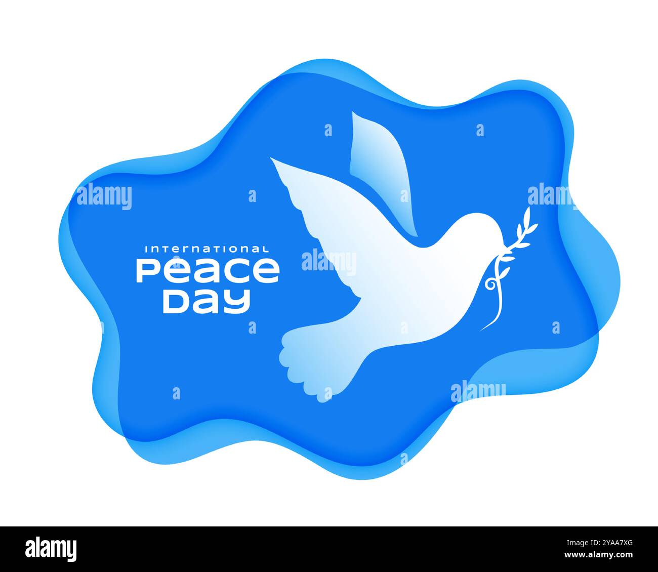 world peace day wishes card with dove bird and olive branch vector ...
