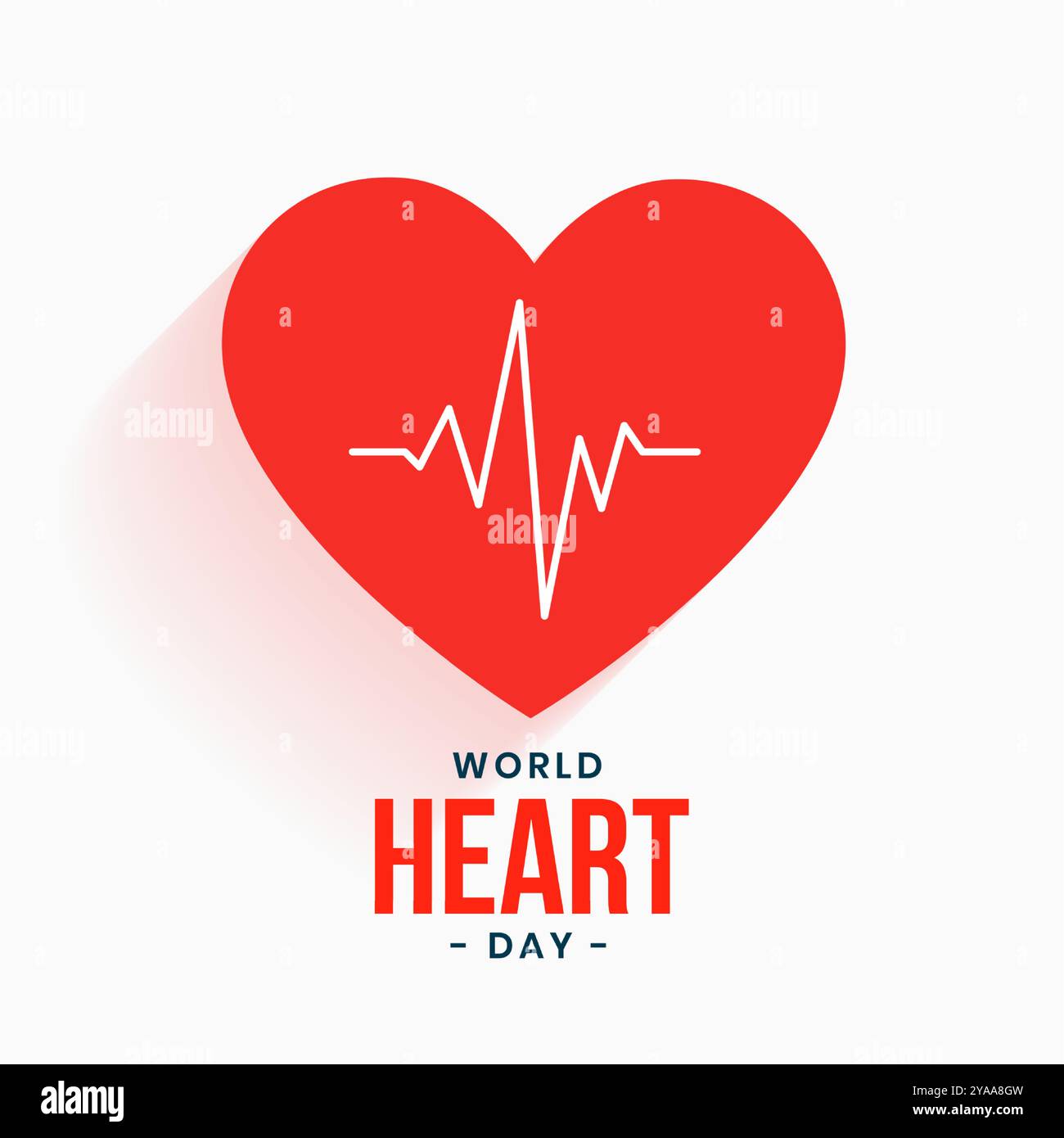 happy international heart day background with heartbeat design vector ...
