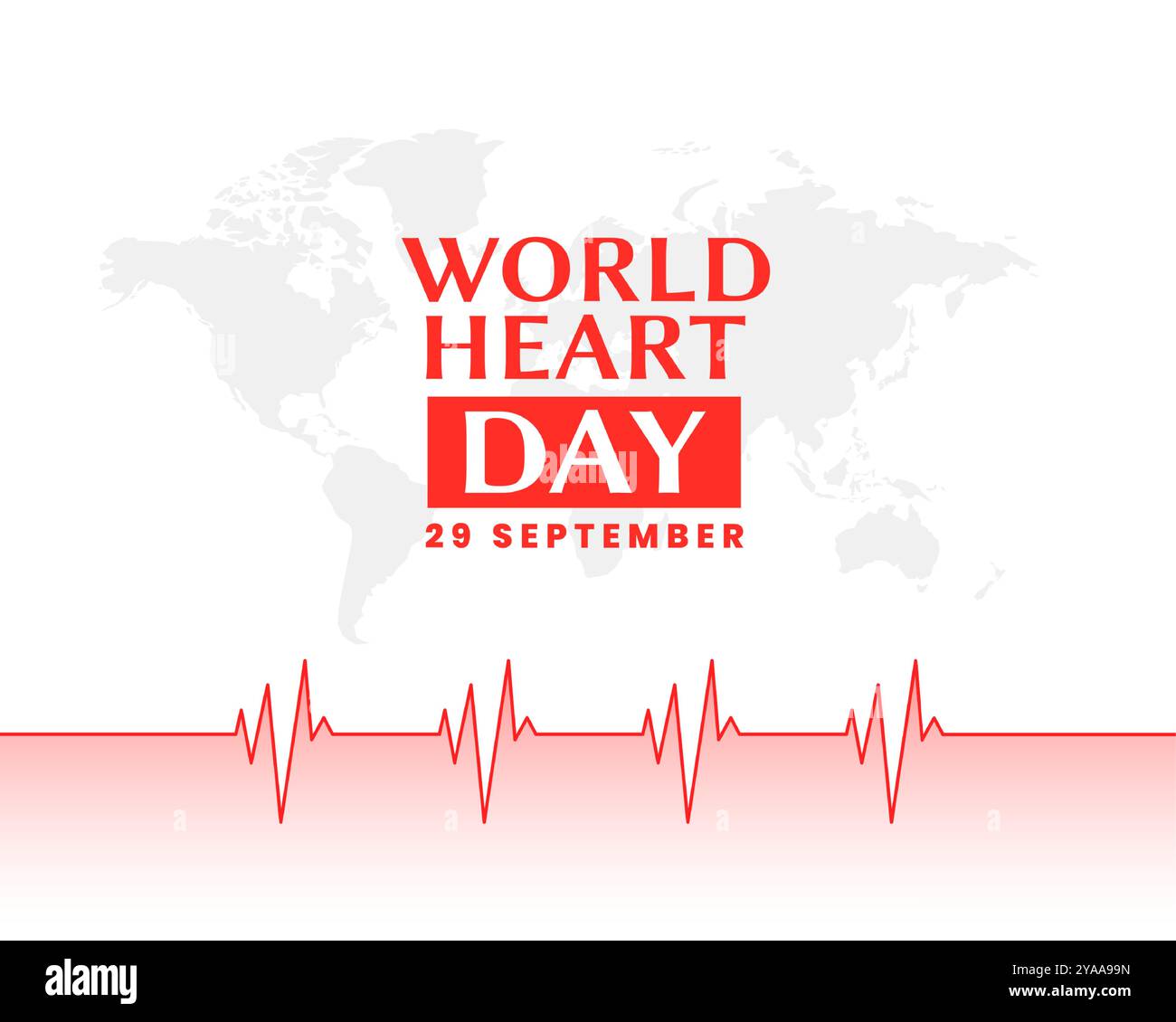 29th september world heart day poster with global map and cardiogram ...
