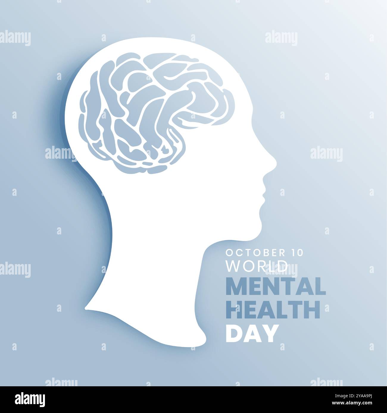 world mental health day poster with human head in papercut art vector ...
