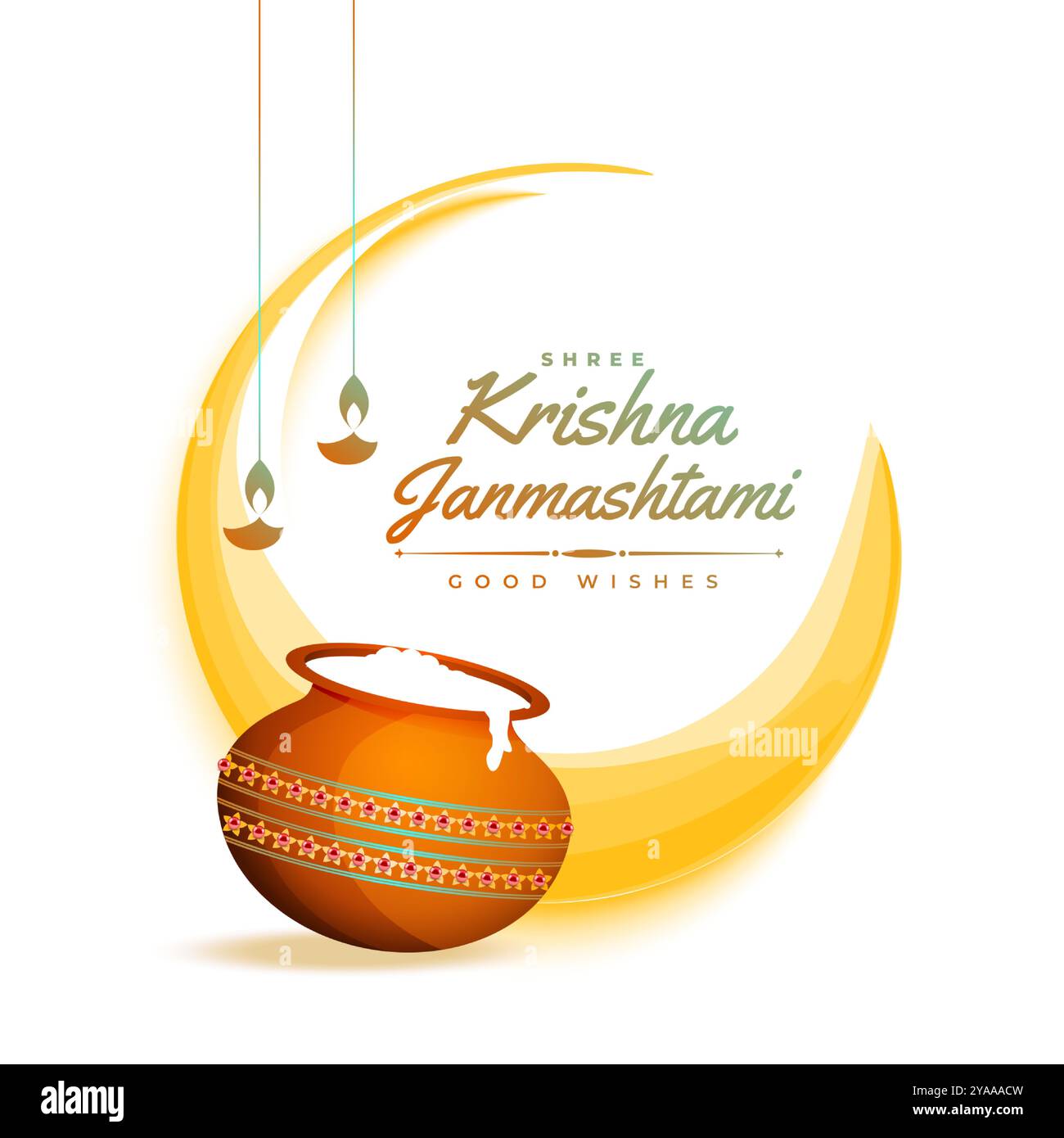 krishna janmashtami festival with matki design vector Stock Vector ...
