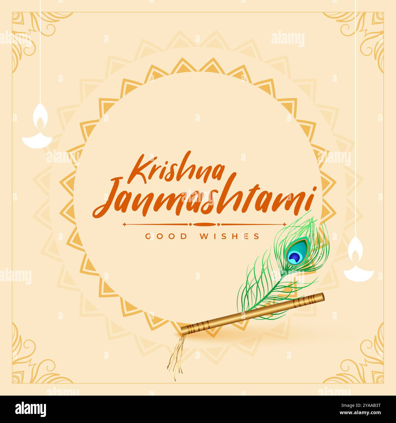 wishes card for krishna janmashtami festival vector Stock Vector Image ...