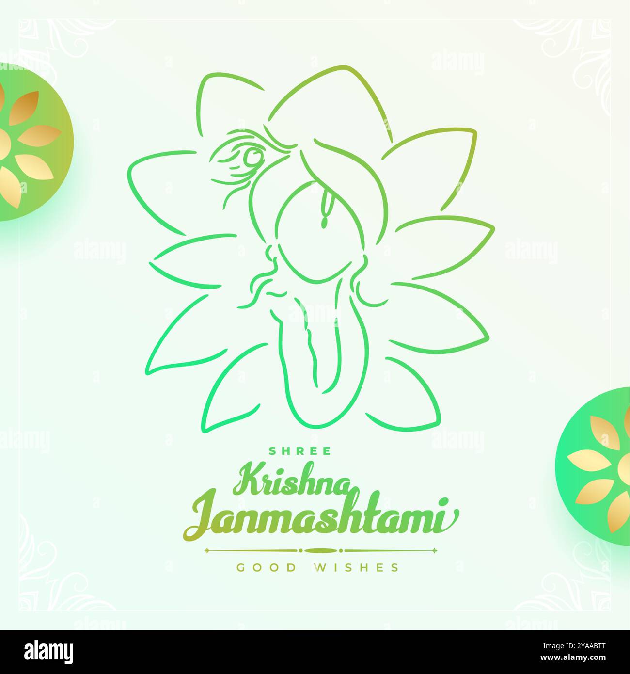 line style janmashtami festival beautiful wishes card vector Stock ...