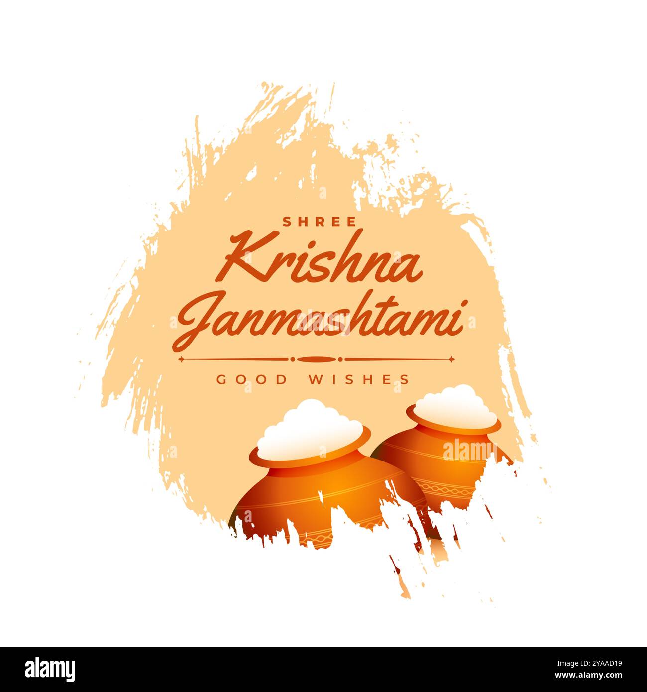 krishna janmashtami wishes card in watercolor style vector Stock Vector ...