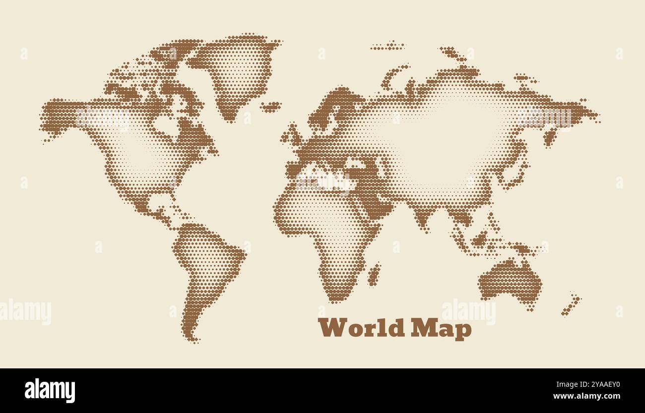 vintage color world map in cartography style template design Stock ...
