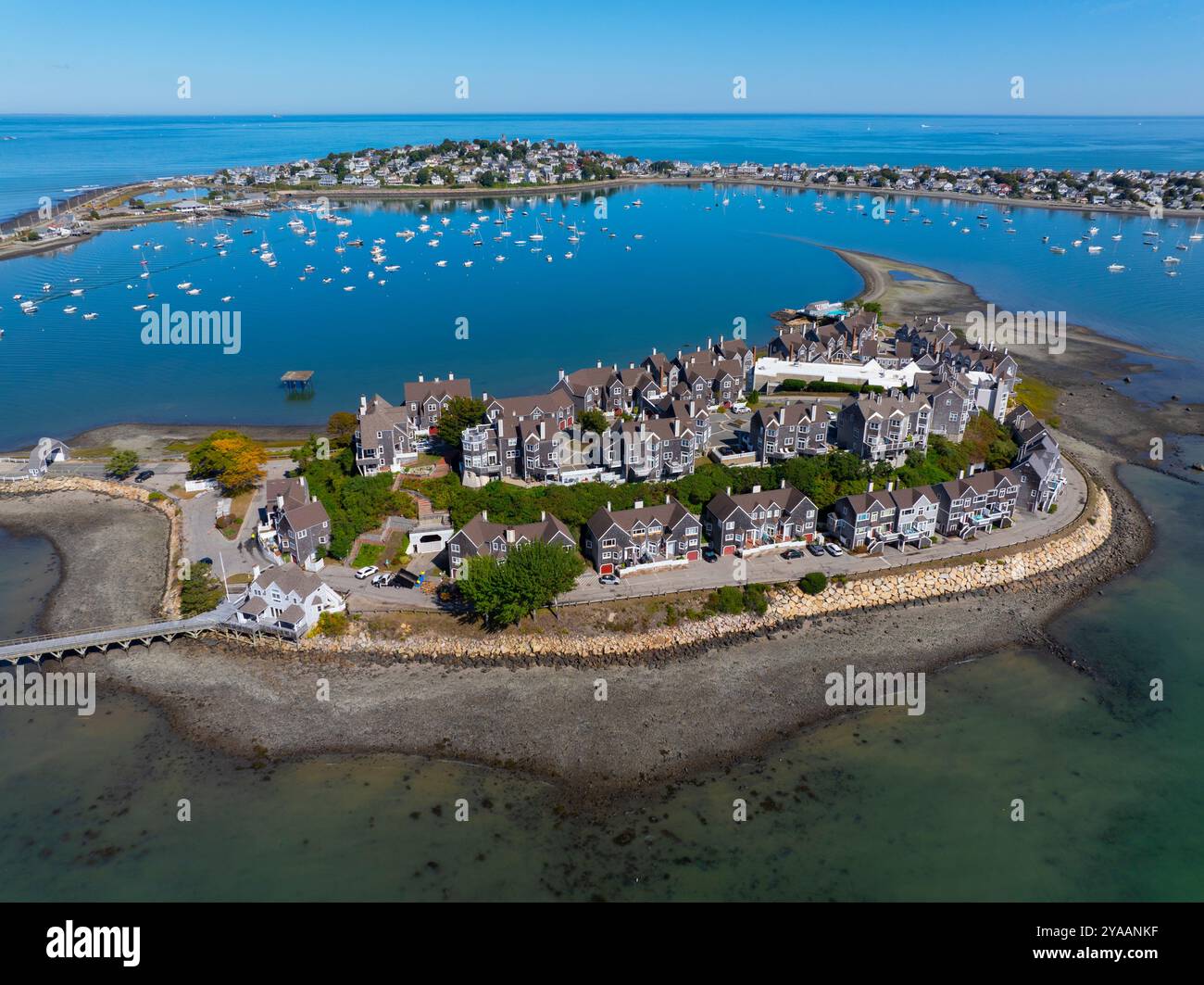Spinnaker Island and Point Allerton aerial view in Hingham Bay in ...