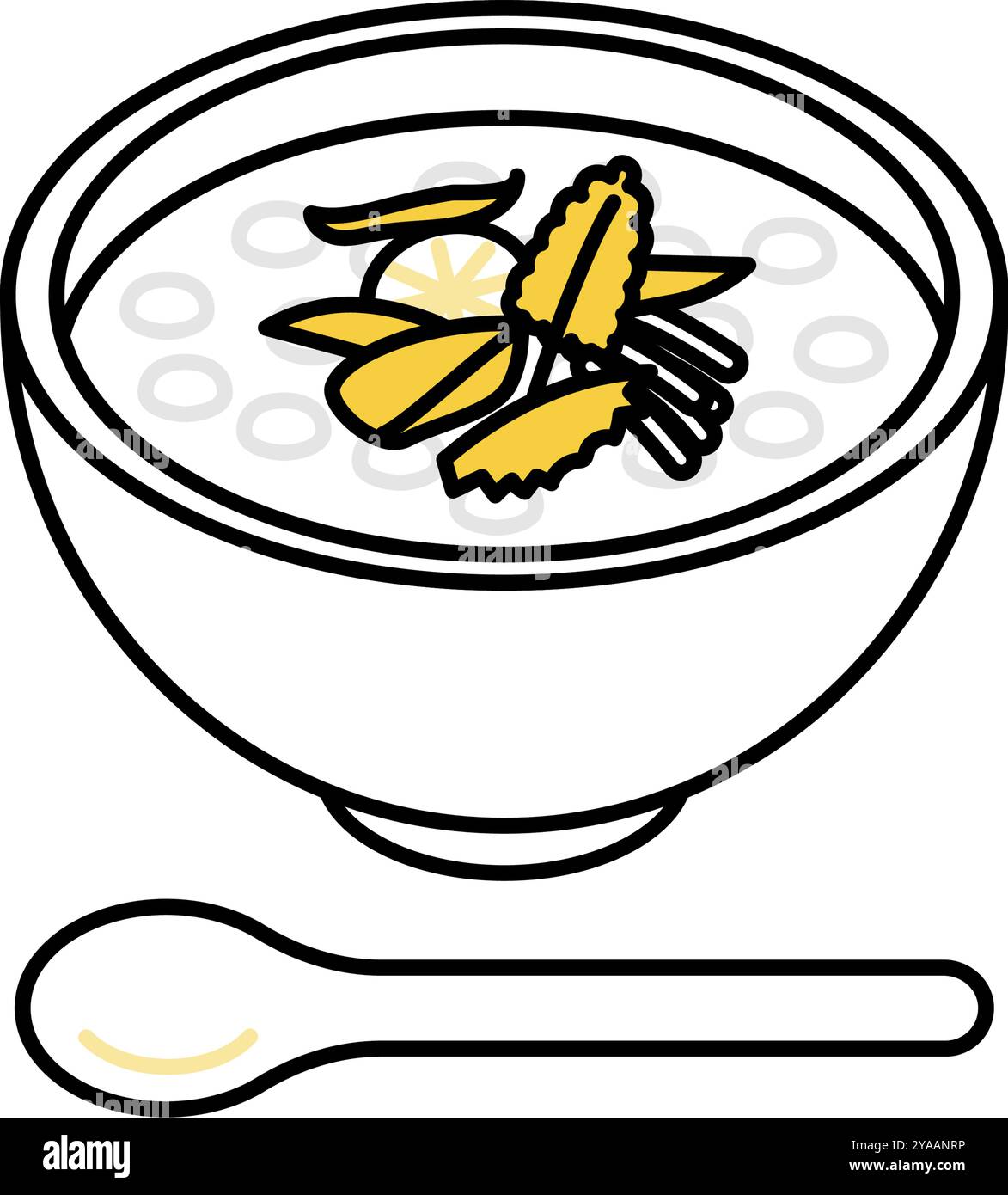 New Year's dish of rice gruel with seven herbs, isometric line drawing ...