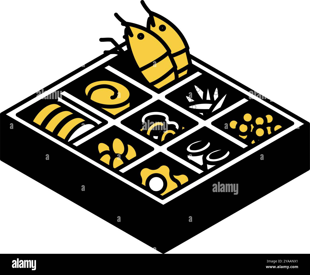 New Year's Day’s OSECHI, isometric line drawing icon, Vector ...