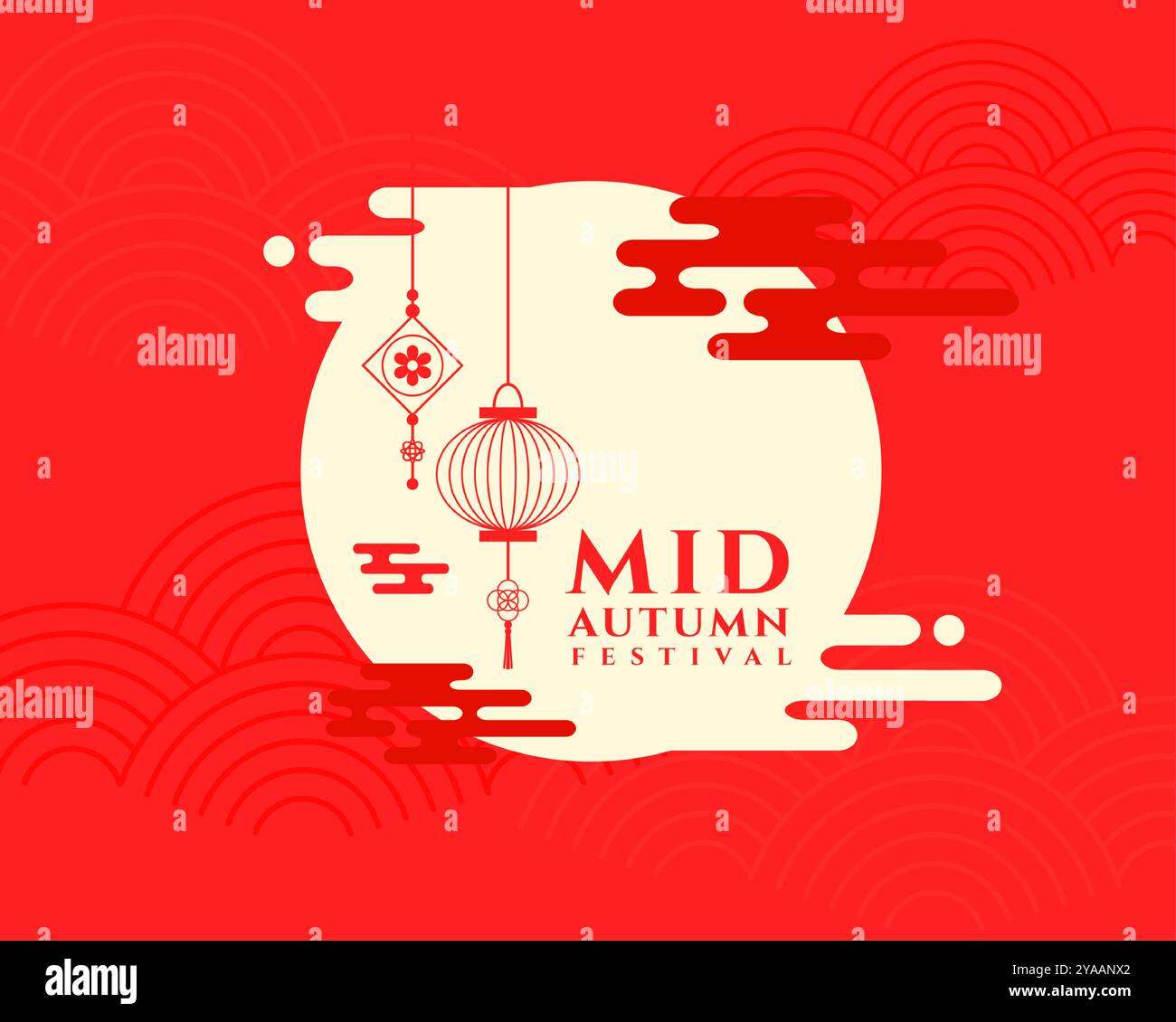 wishes for a joyful mid autumn traditional festival card with lamp ...