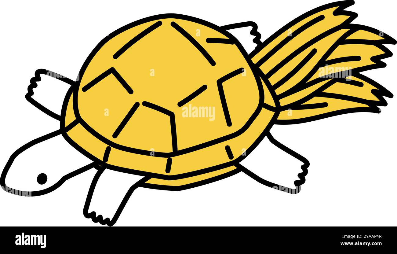 New Year's decorated turtle, isometric line drawing icon, Vector ...