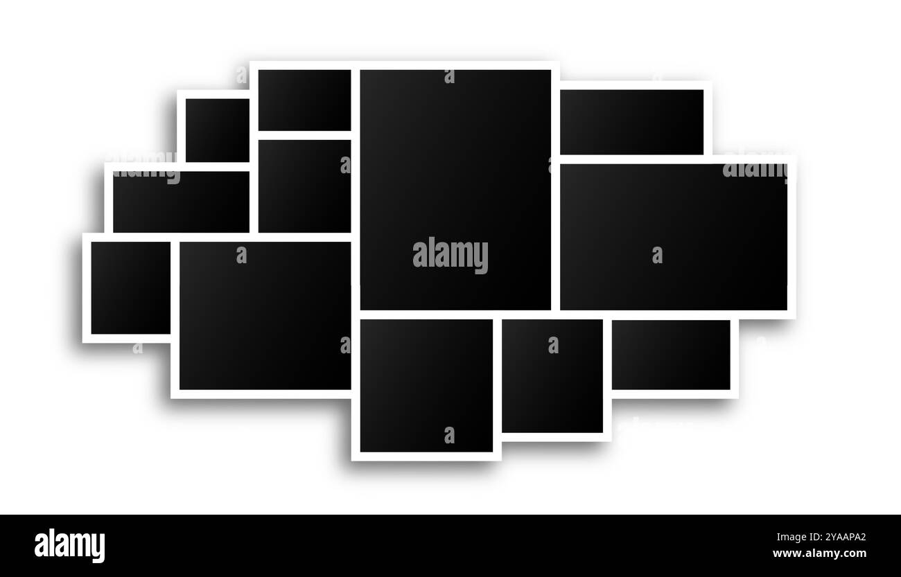 blank photo frame collage template organize album or gallery vector ...