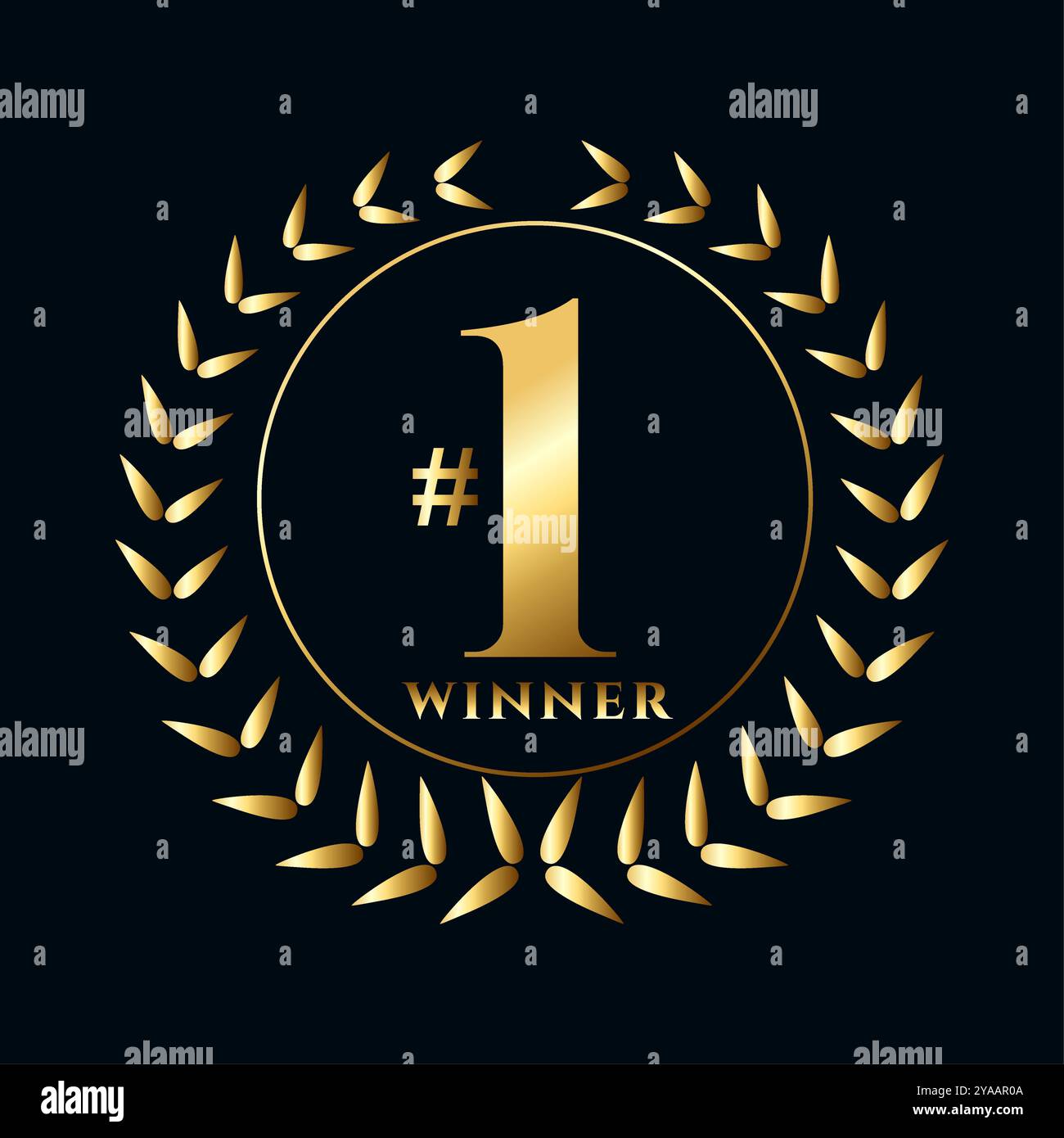 golden 1st rank winner template with laurel decoration vector Stock ...
