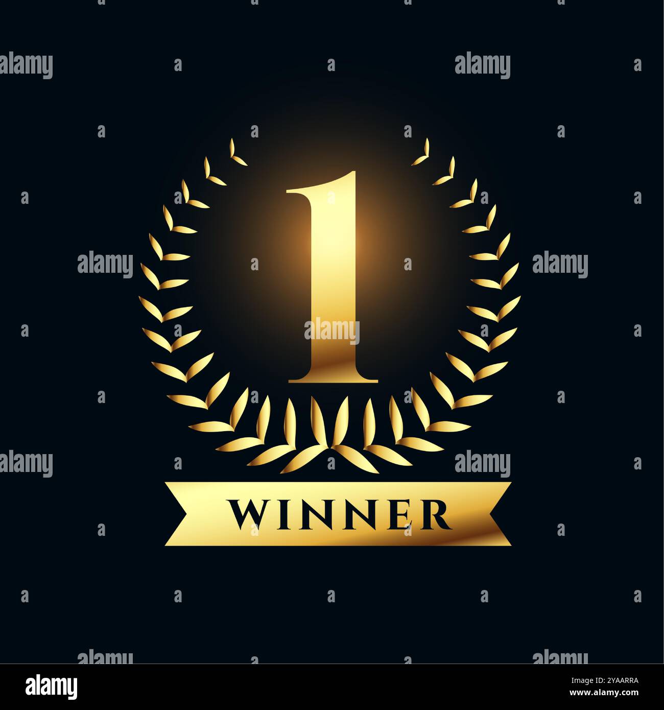 shiny and golden number one winner symbol with laurel design vector ...