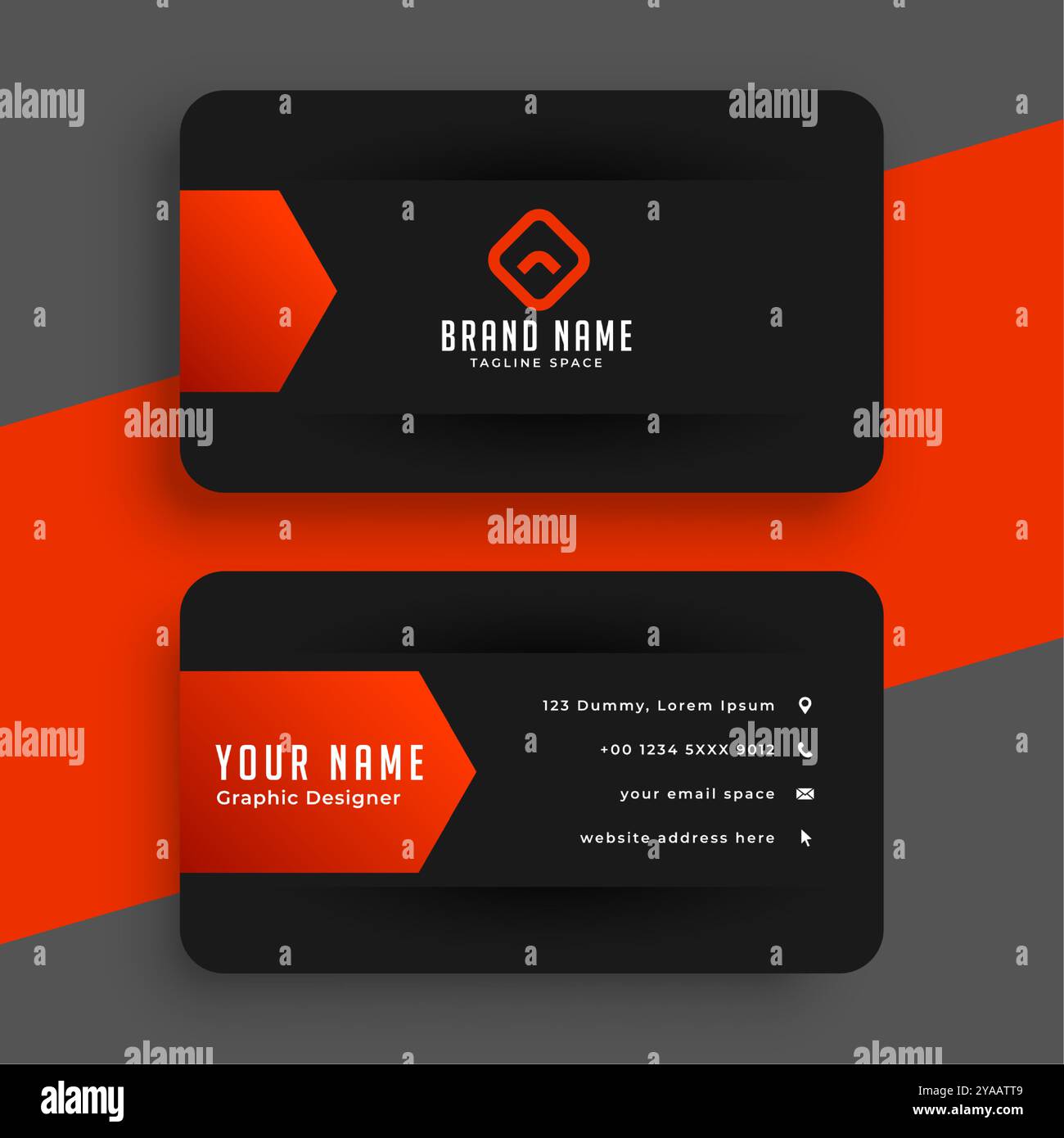Abstract black and red office visiting card template vector Stock ...