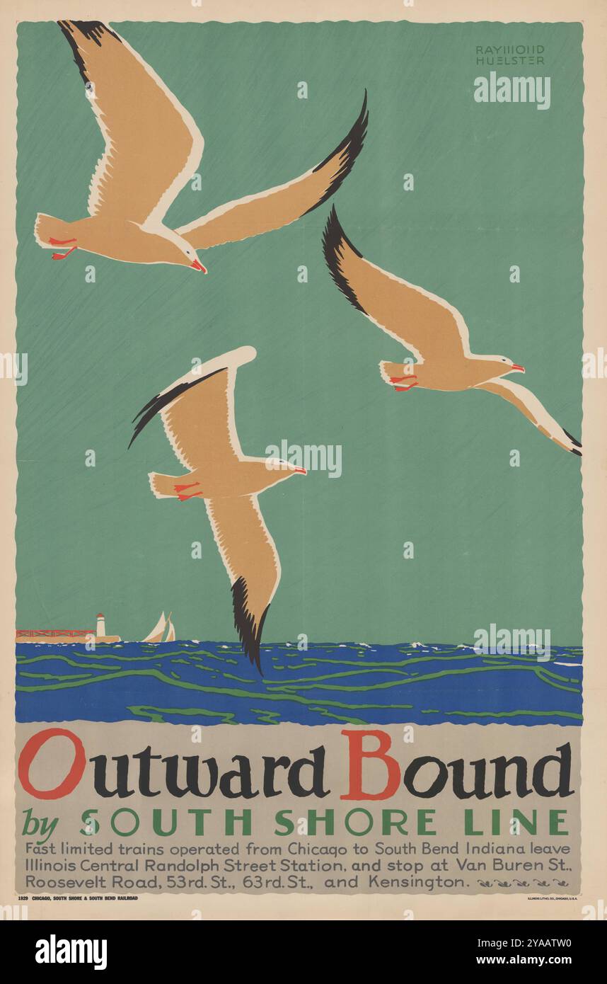 Outward Bound, featuring gulls in flight by lake Michigan. Poster from ...