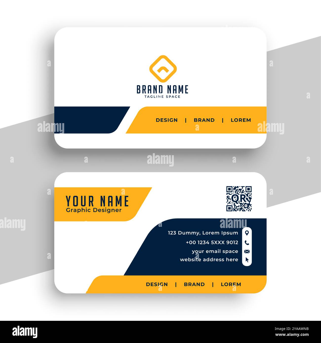 Blue and yellow elegant visiting card template vector Stock Vector ...