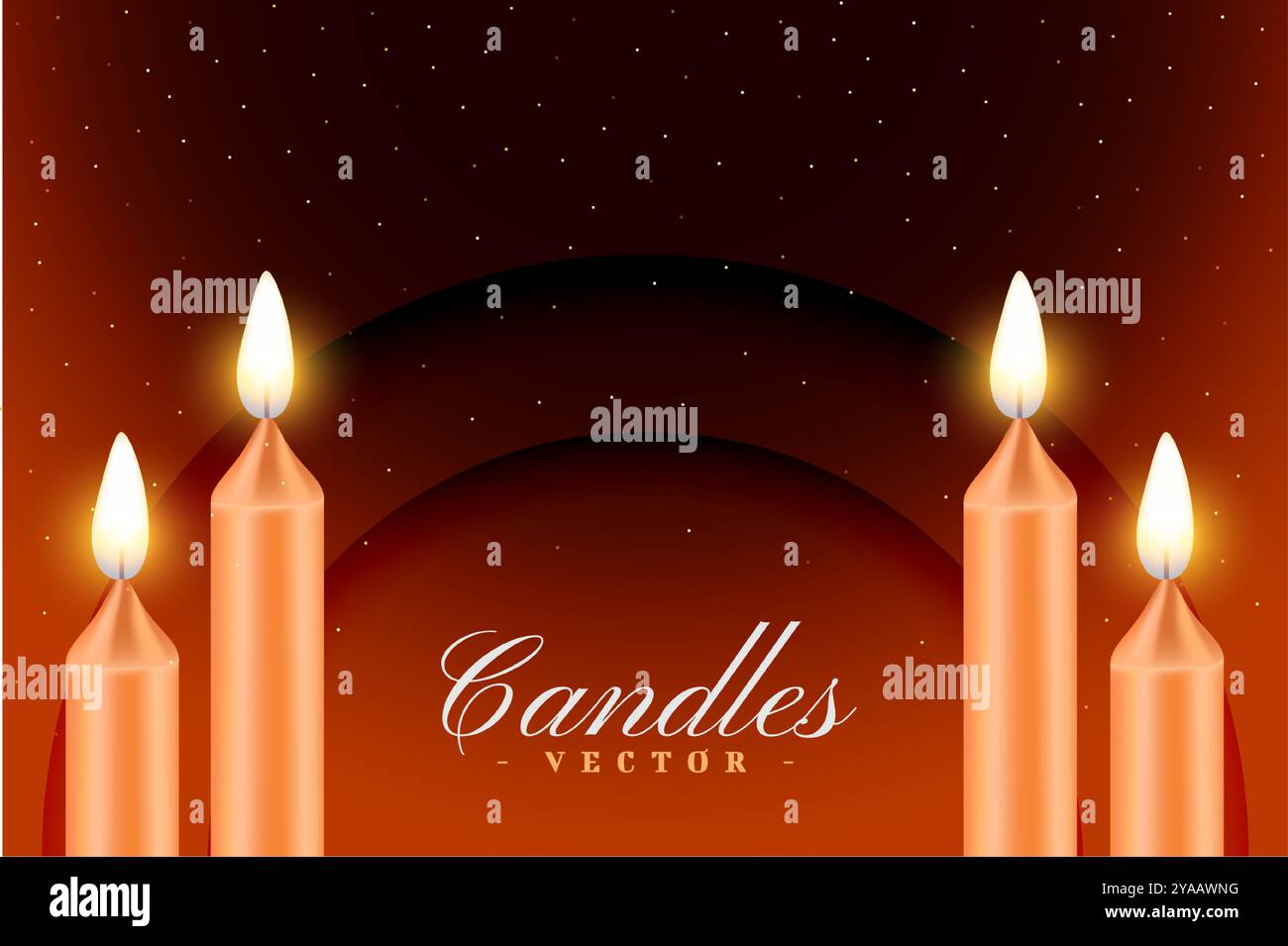 3d realistic burning party candle with fire flame background vector ...