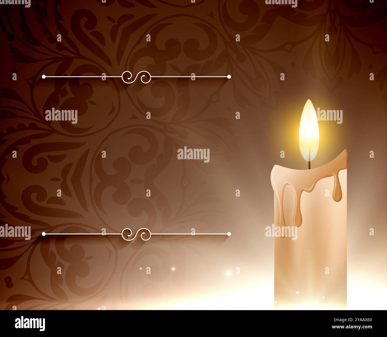 realistic burning candle in dripping concept and text space vector ...