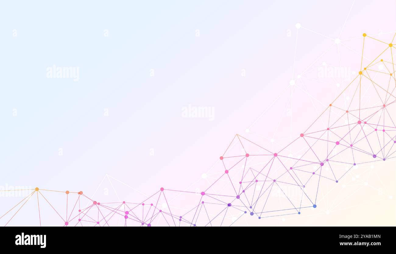 colorful triangle shapes banner in technical wire mesh style vector ...