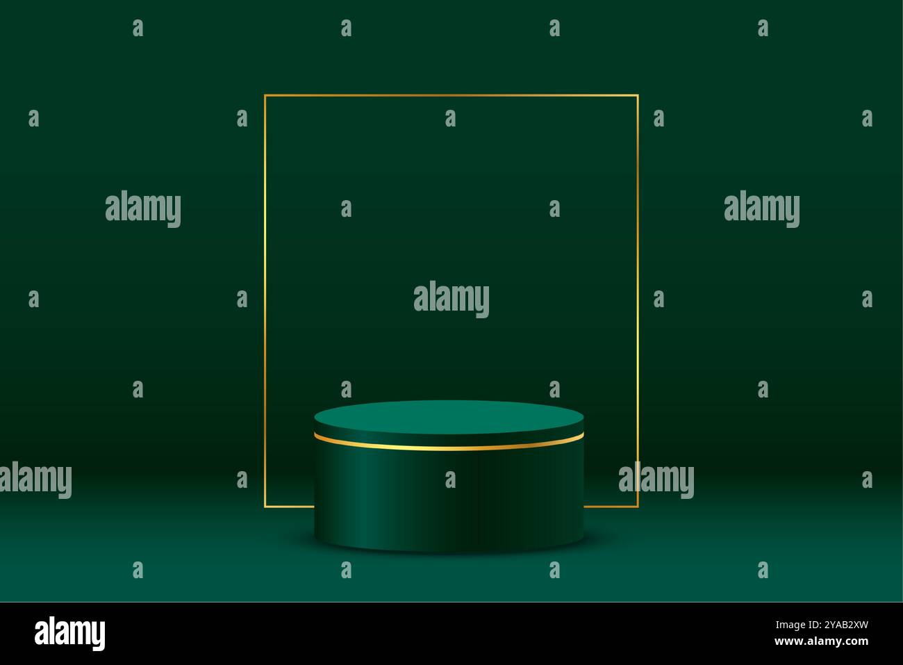 round shape podium platform backdrop with golden frame vector Stock ...