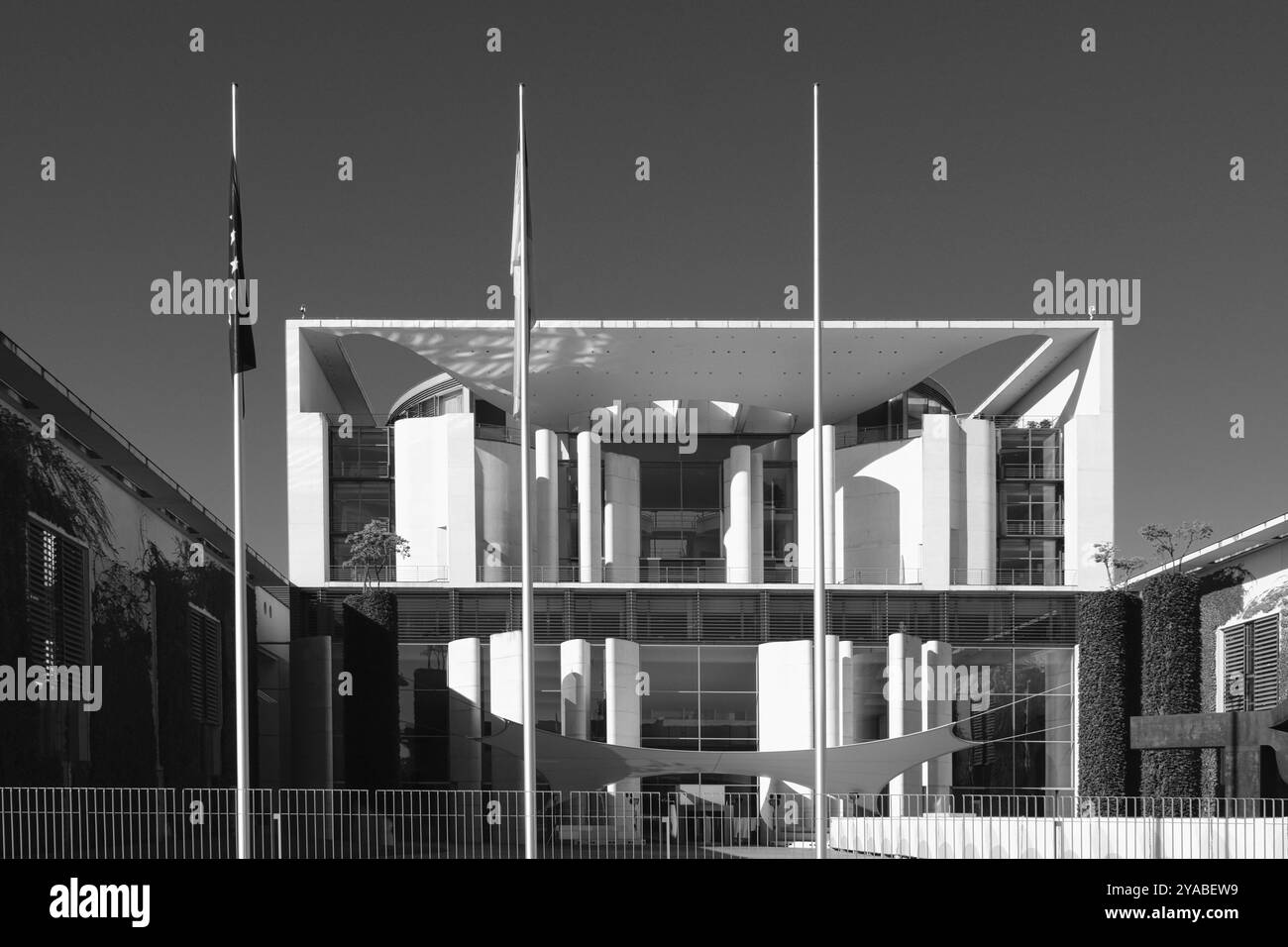 Federal Chancellery in Berlin, seat of the Federal Chancellor, black ...
