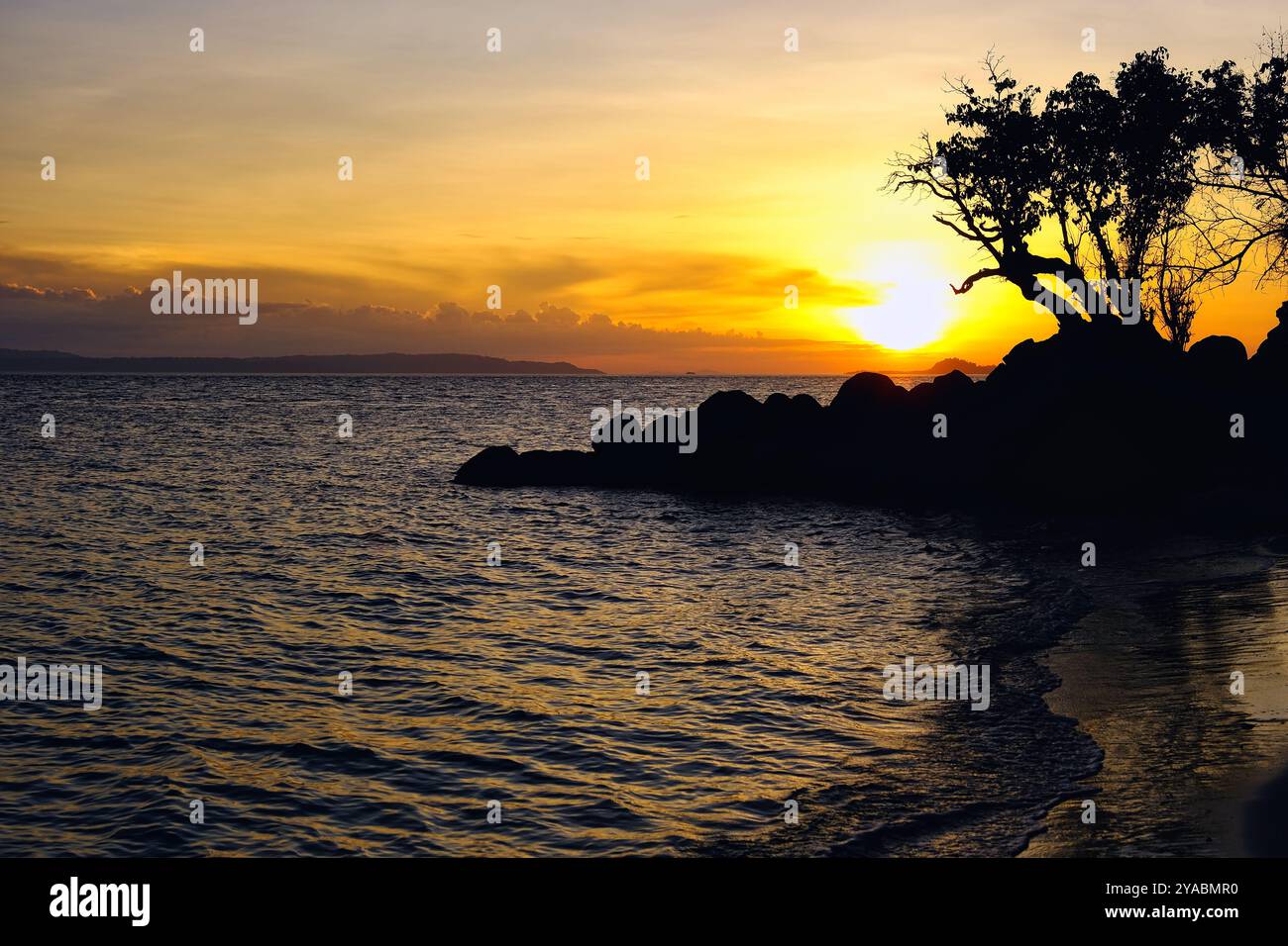 Indonesia Bangka - Ocean view with sunset from Bangka Island Stock ...