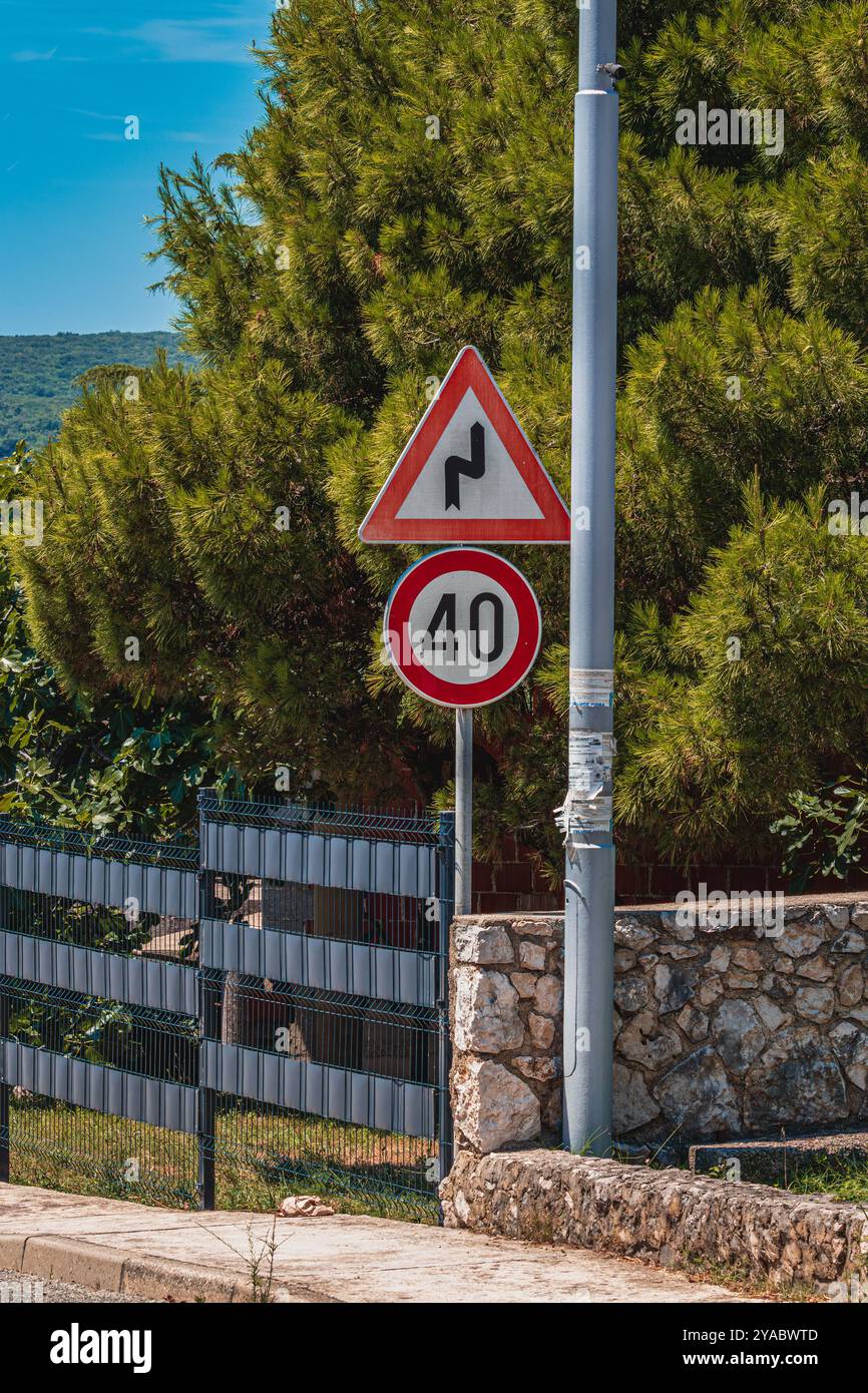 Krk Croatia 28.06.24The sign of forty and a sharp turn on the descent ...