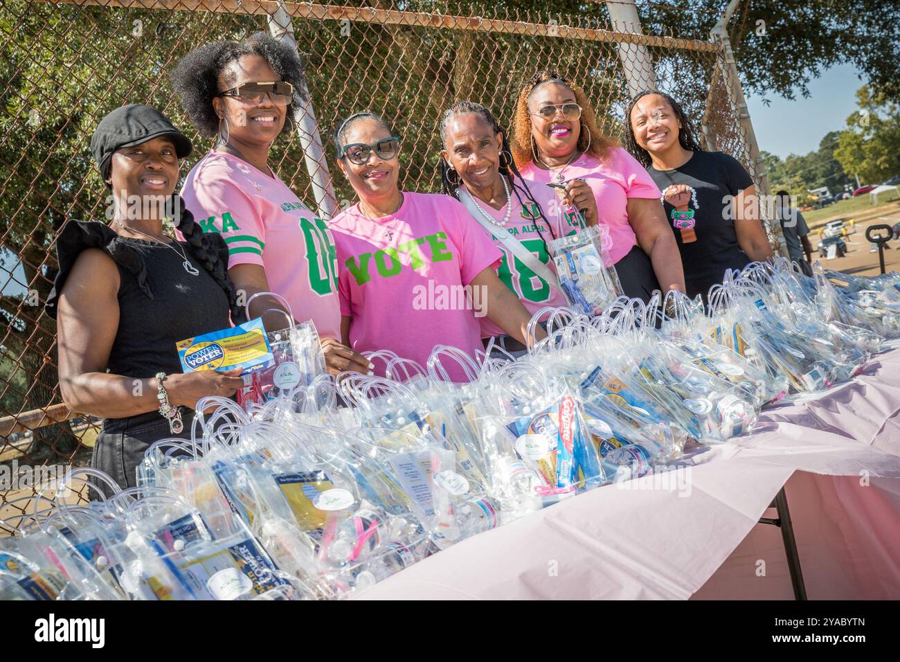 October 12, 2024: Members of Alpha Kappa Alpha Sorority Inc. hand out ...