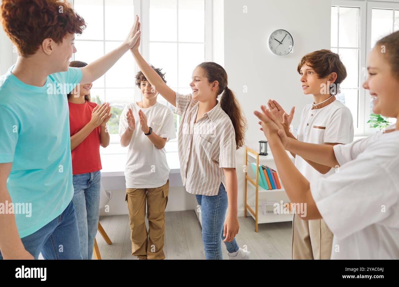 School friendship children unity, young student friends and classmates ...