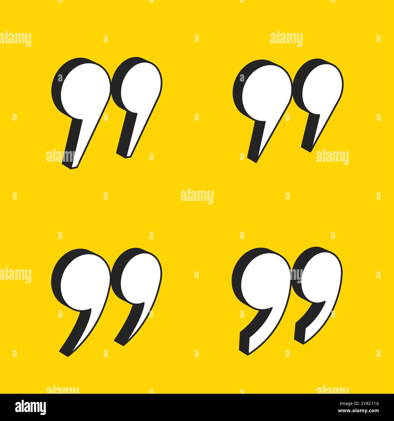 3d style quotation mark sign background in set for speech or opinion ...