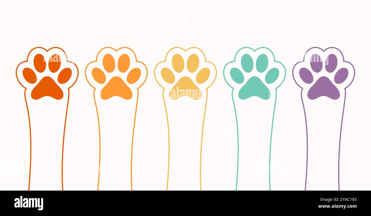 colorful paw feet print background track for wildlife safari vector ...