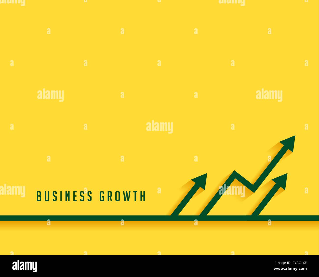 business success growth green arrow on yellow background vector Stock ...
