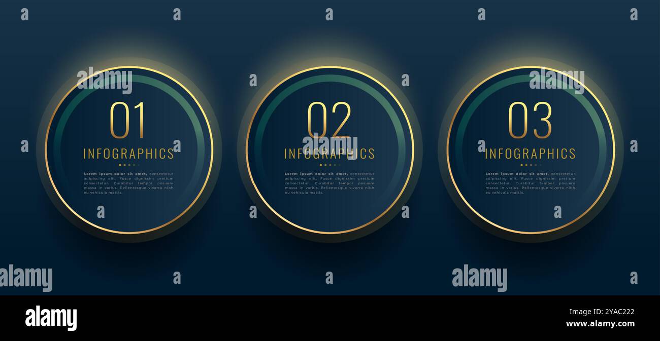 3 step workflow golden infographic banner design vector Stock Vector ...