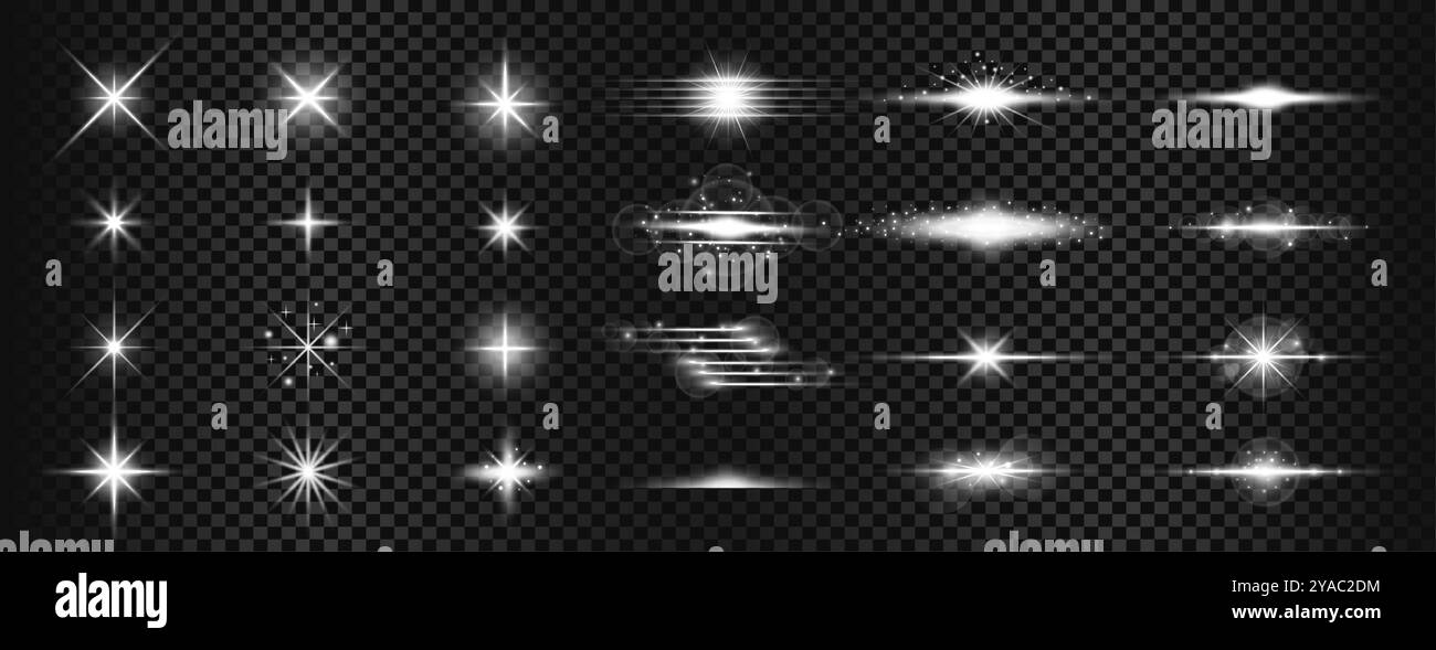 mega set of glowing white rays background for decoration vector Stock ...
