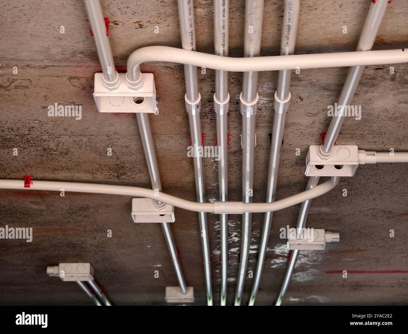 The electrical wiring at the construction site is completed and ...