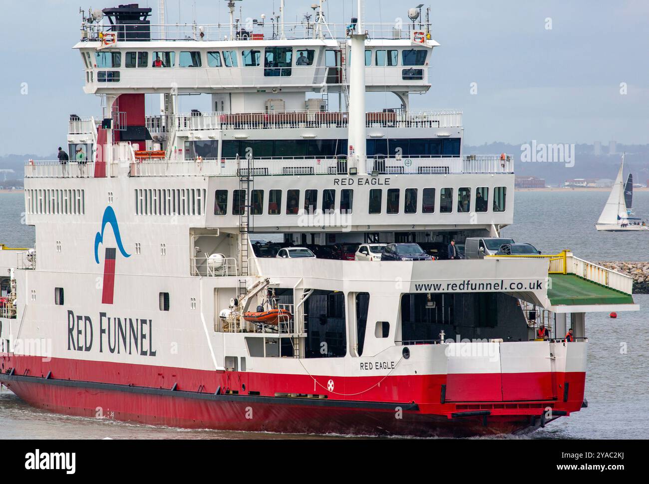 Red Funnel Isle of Wight Ferry Red Osprey arriving in Cowes Stock Photo ...
