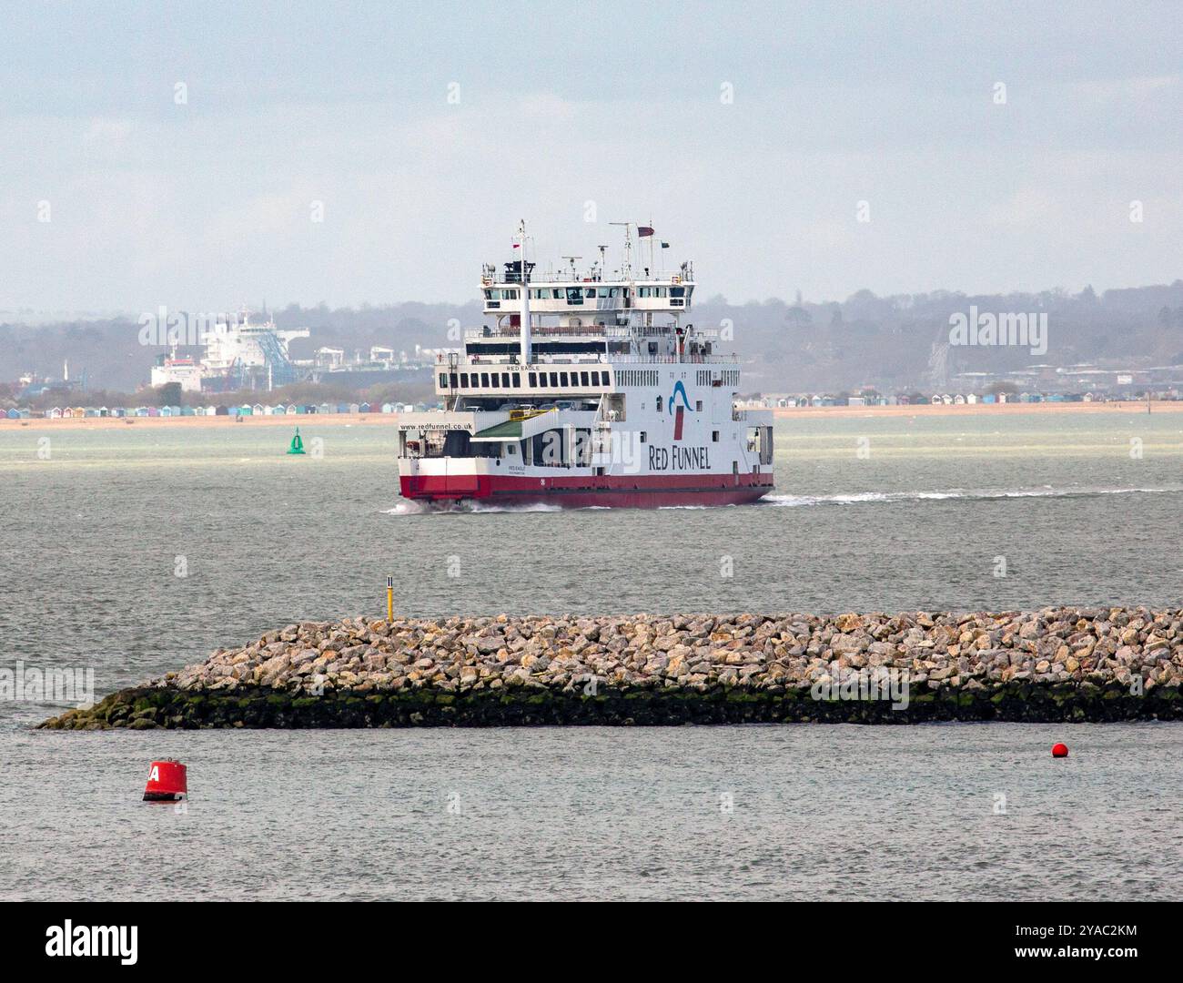 Red Funnel Isle of Wight Ferry Red Osprey arriving in Cowes Stock Photo ...