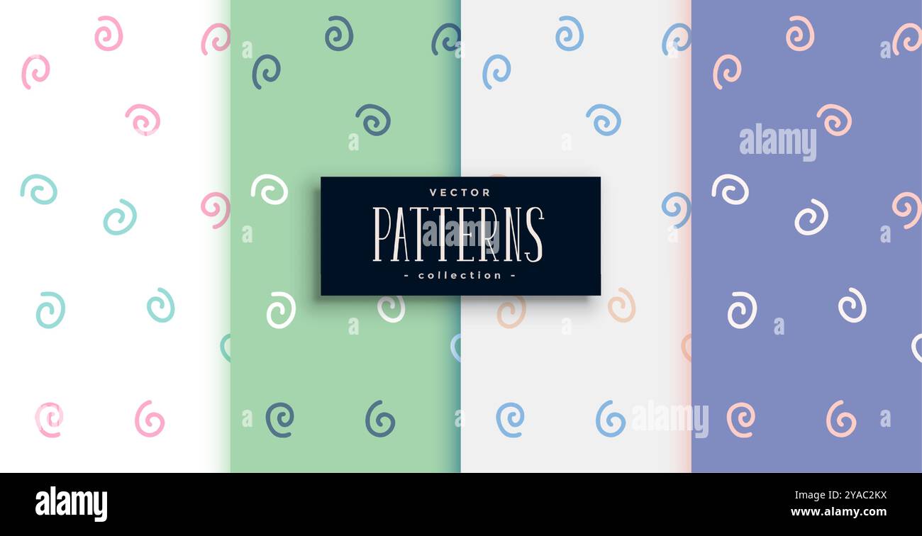 set of cute doodle texture wallpaper in four colors vector Stock Vector ...