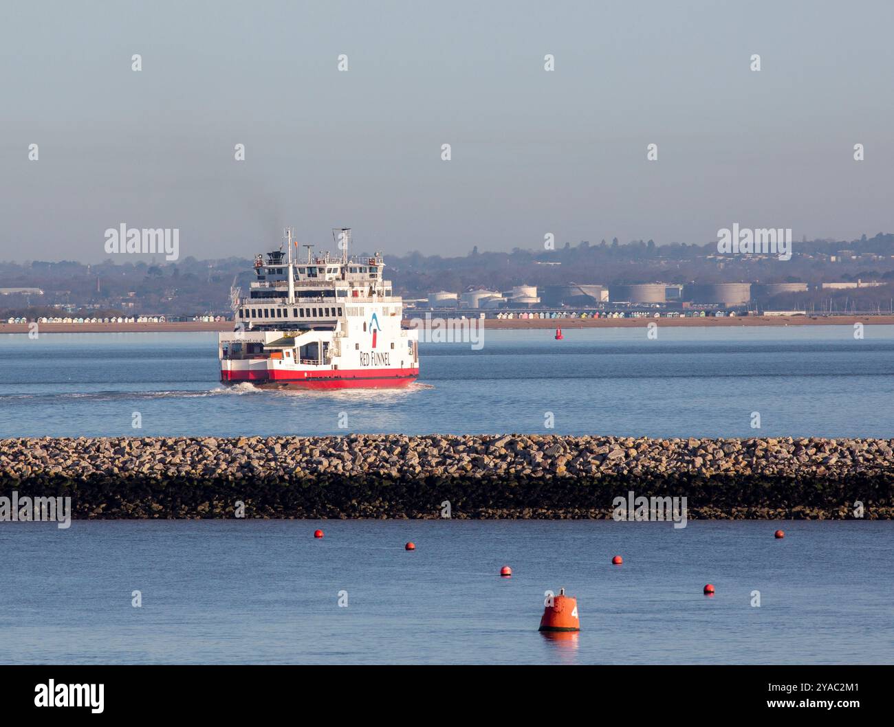 Red Funnel Isle of Wight Ferry Red Osprey arriving in Cowes Stock Photo ...